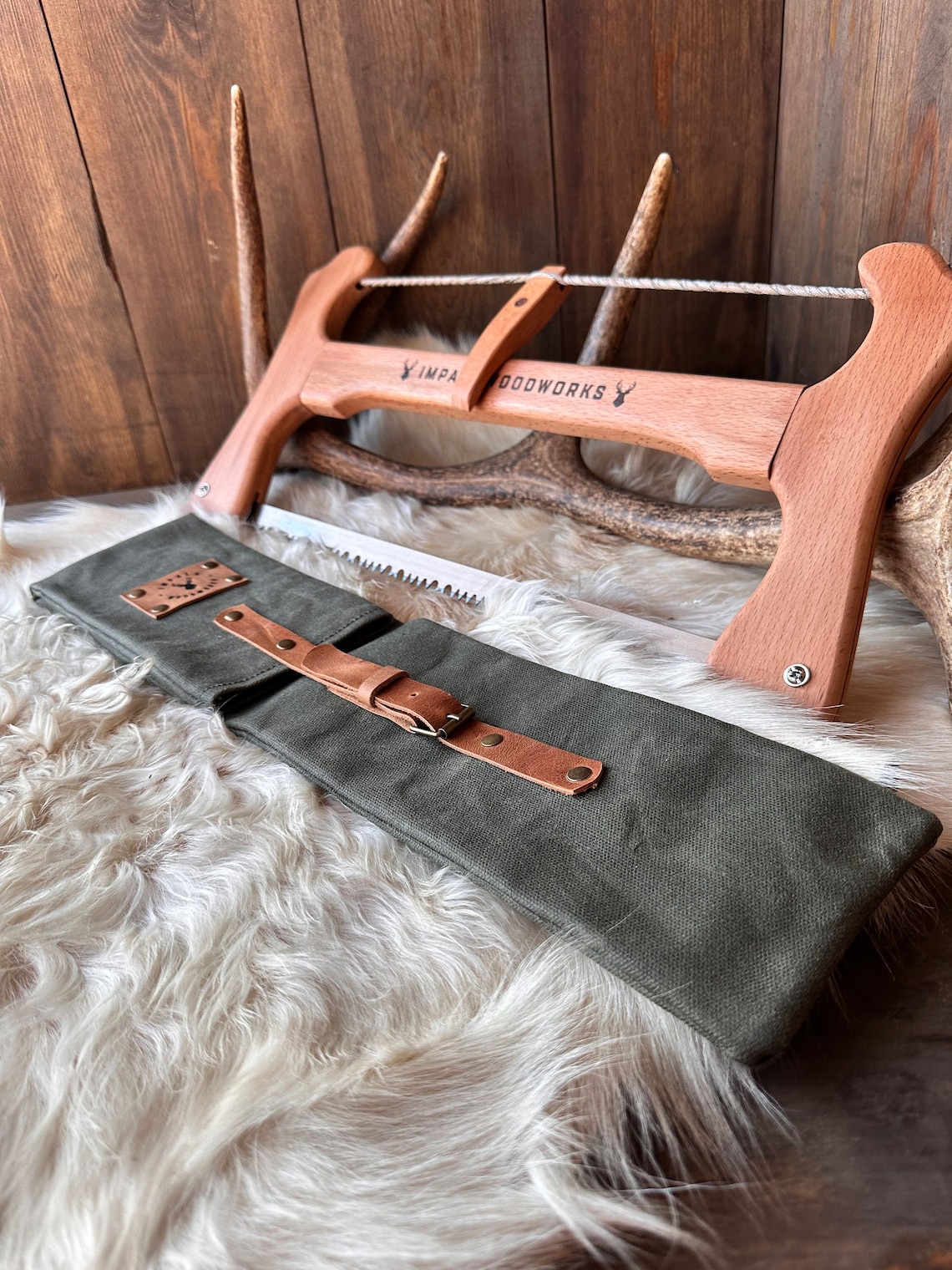 Handcrafted Beech Wood Bow Saw: Bushcraft Camping Saw (41cm Cutting ...