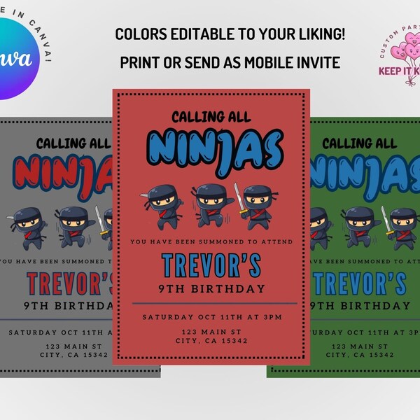 Ninja Invitation - Etsy