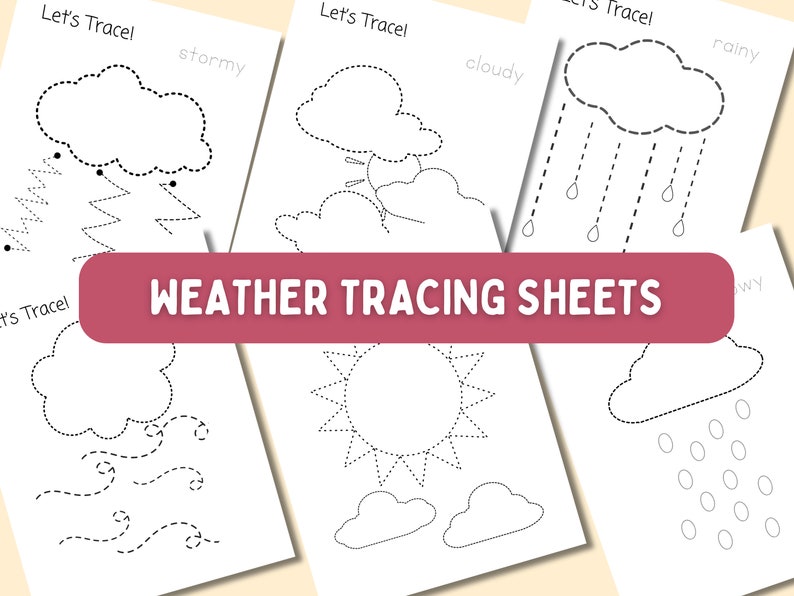 Preschool Tracing Worksheets Printable, Weather Tracing Worksheets ...