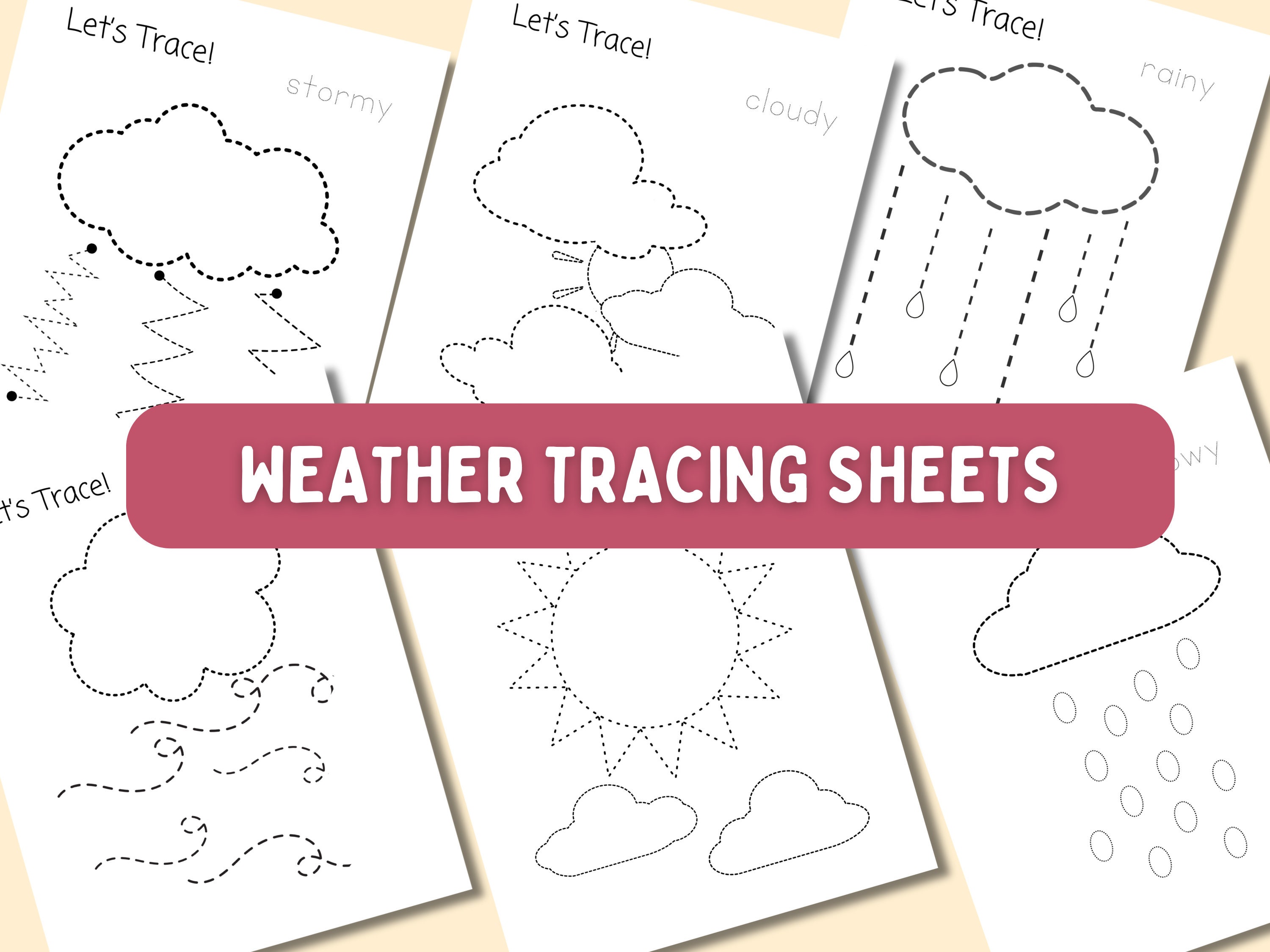 Preschool Tracing Worksheets Printable, Weather Tracing Worksheets ...