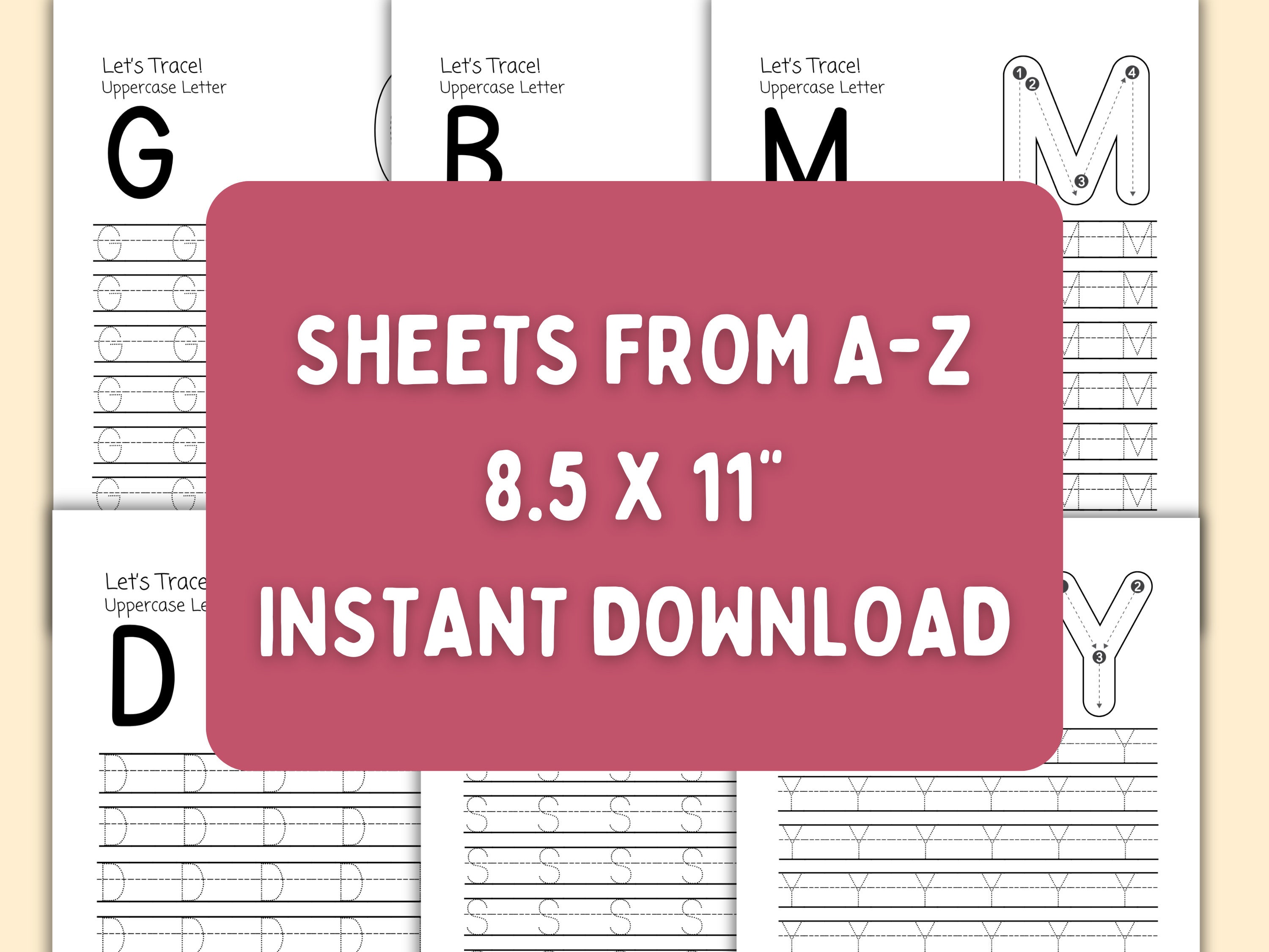 Alphabet Tracing Worksheets, Uppercase Letters, Preschool Handwriting ...