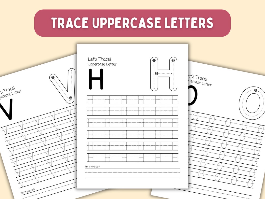 Alphabet Tracing Worksheets, Uppercase Letters, Preschool Handwriting ...