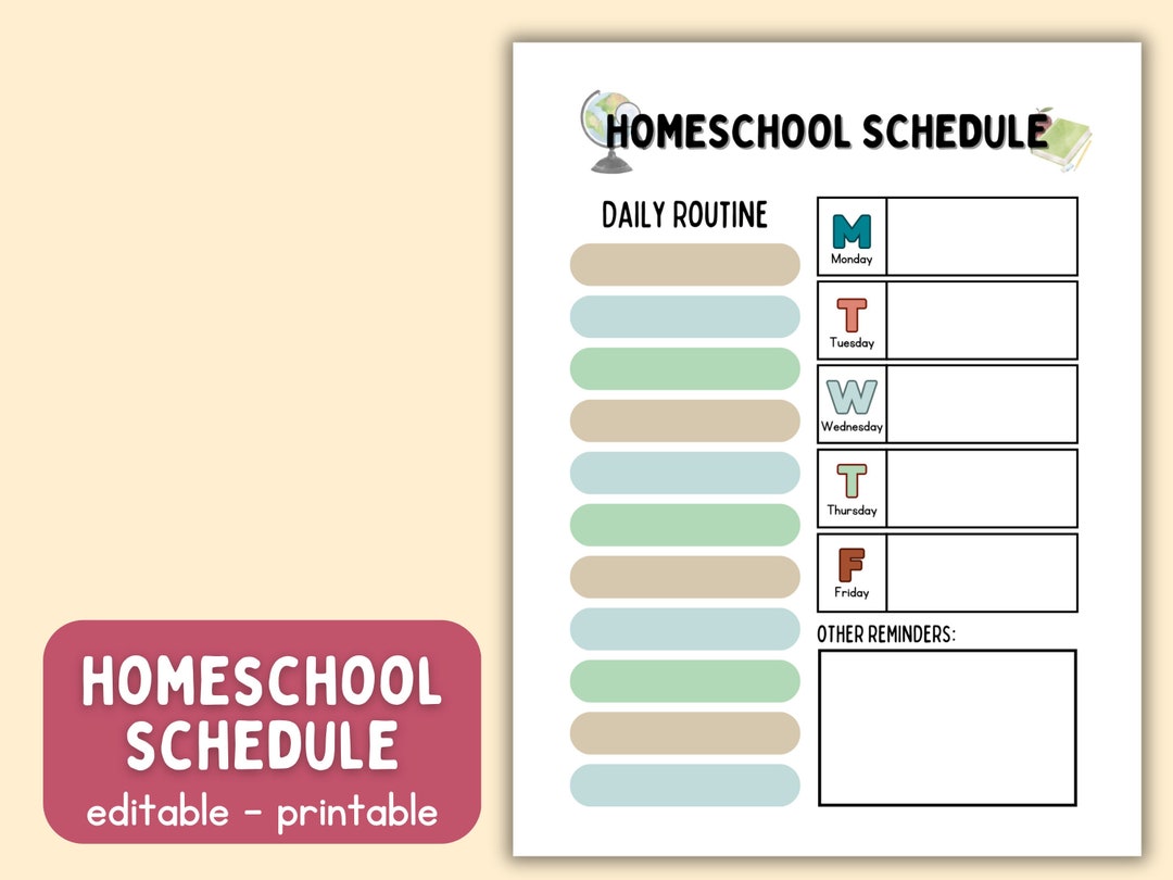 Homeschool Schedule, Homeschool Printable, Homeschool Schedule Planner ...