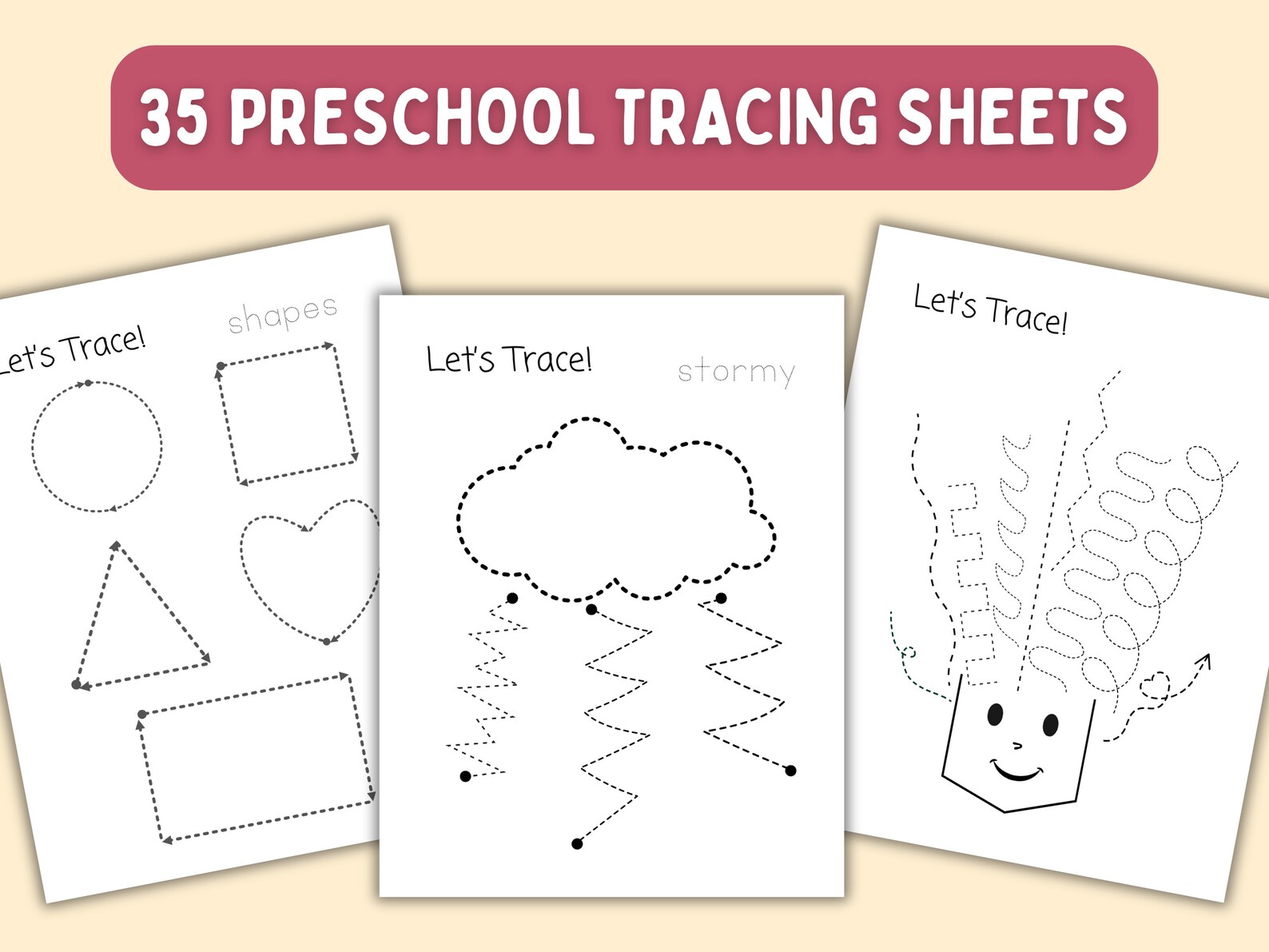 Preschool Tracing Worksheets Printable, Weather Tracing Worksheets ...