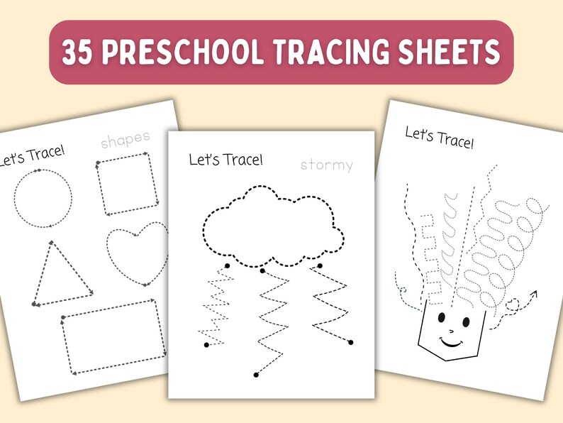 Preschool Tracing Worksheets Printable, Weather Tracing Worksheets ...