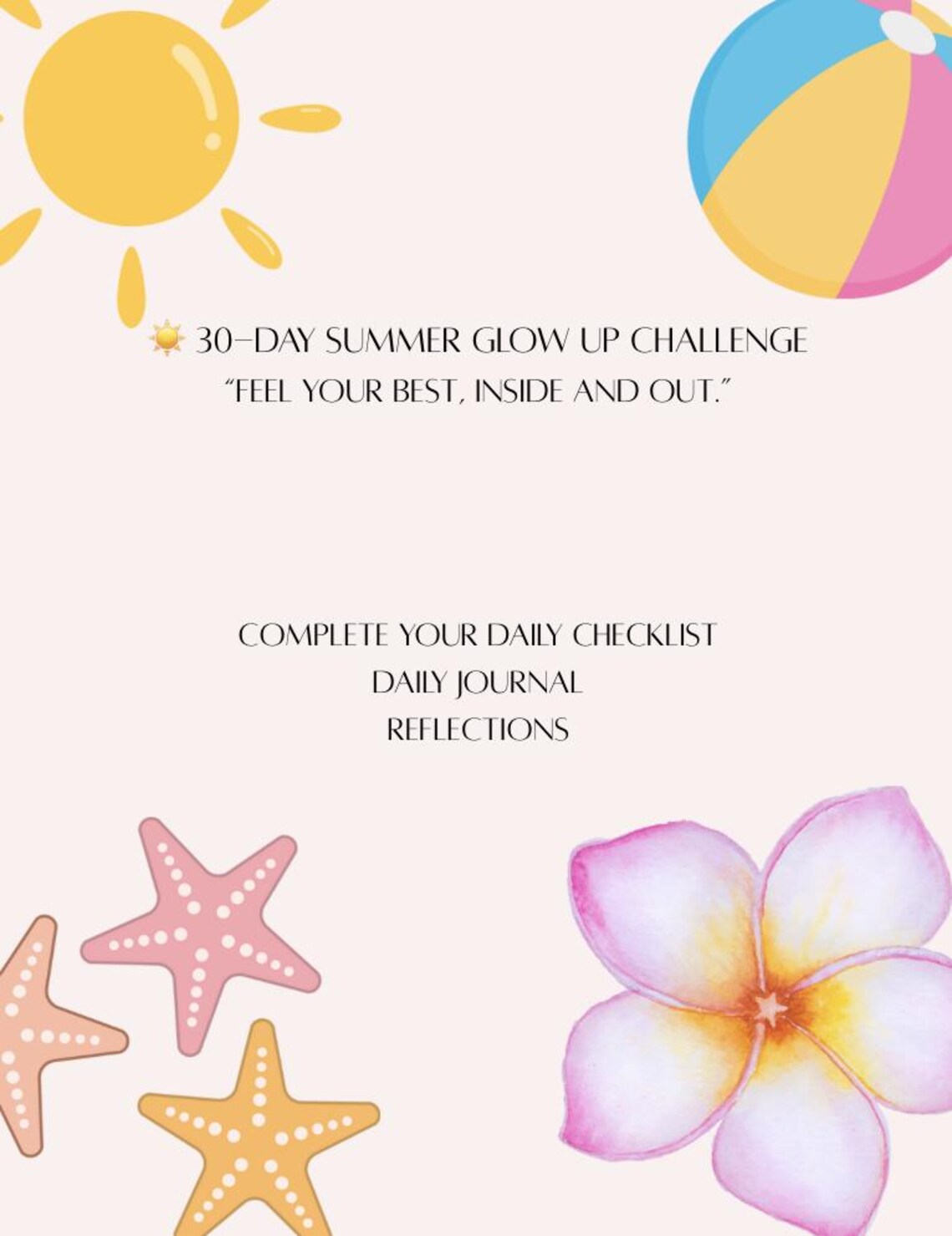 30 Day Summer Glow up Challenge / Self Care Digital Download / Wellness ...