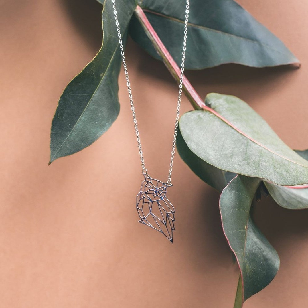 Owl Origami Necklace, Gold, Silver & Rose Gold, Geometric Animal ...