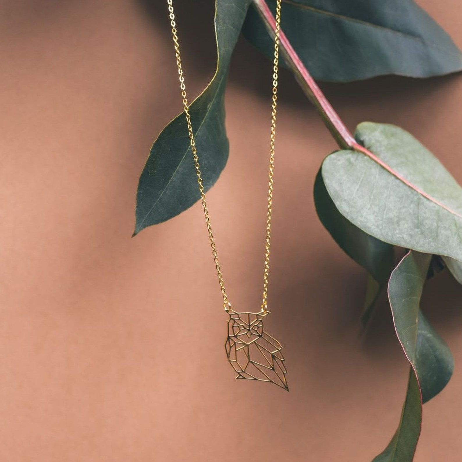 Owl Origami Necklace, Gold, Silver & Rose Gold, Geometric Animal ...