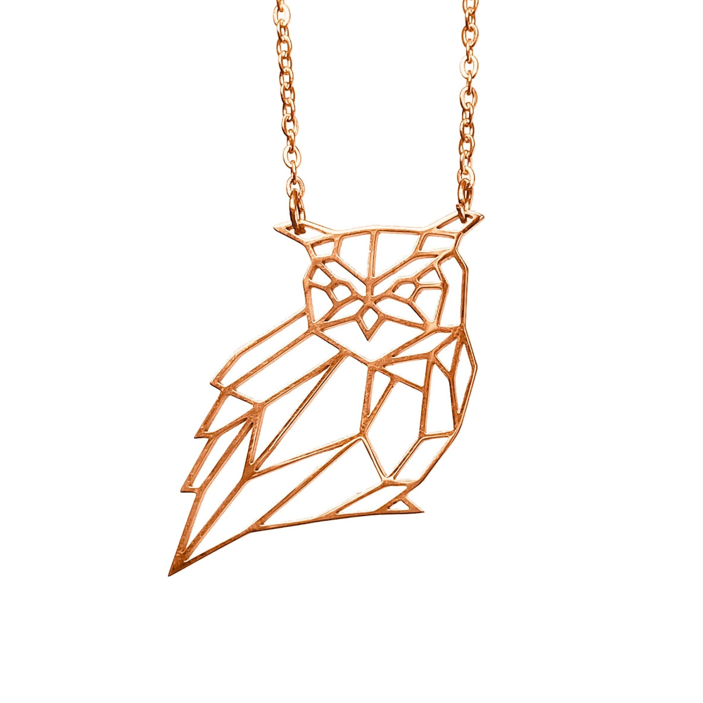 Owl Origami Necklace, Gold, Silver & Rose Gold, Geometric Animal ...