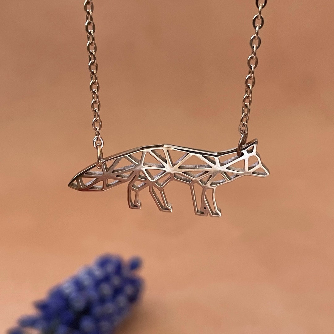 Fox Origami Necklace, Gold, Silver & Rose Gold, Geometric Animal ...