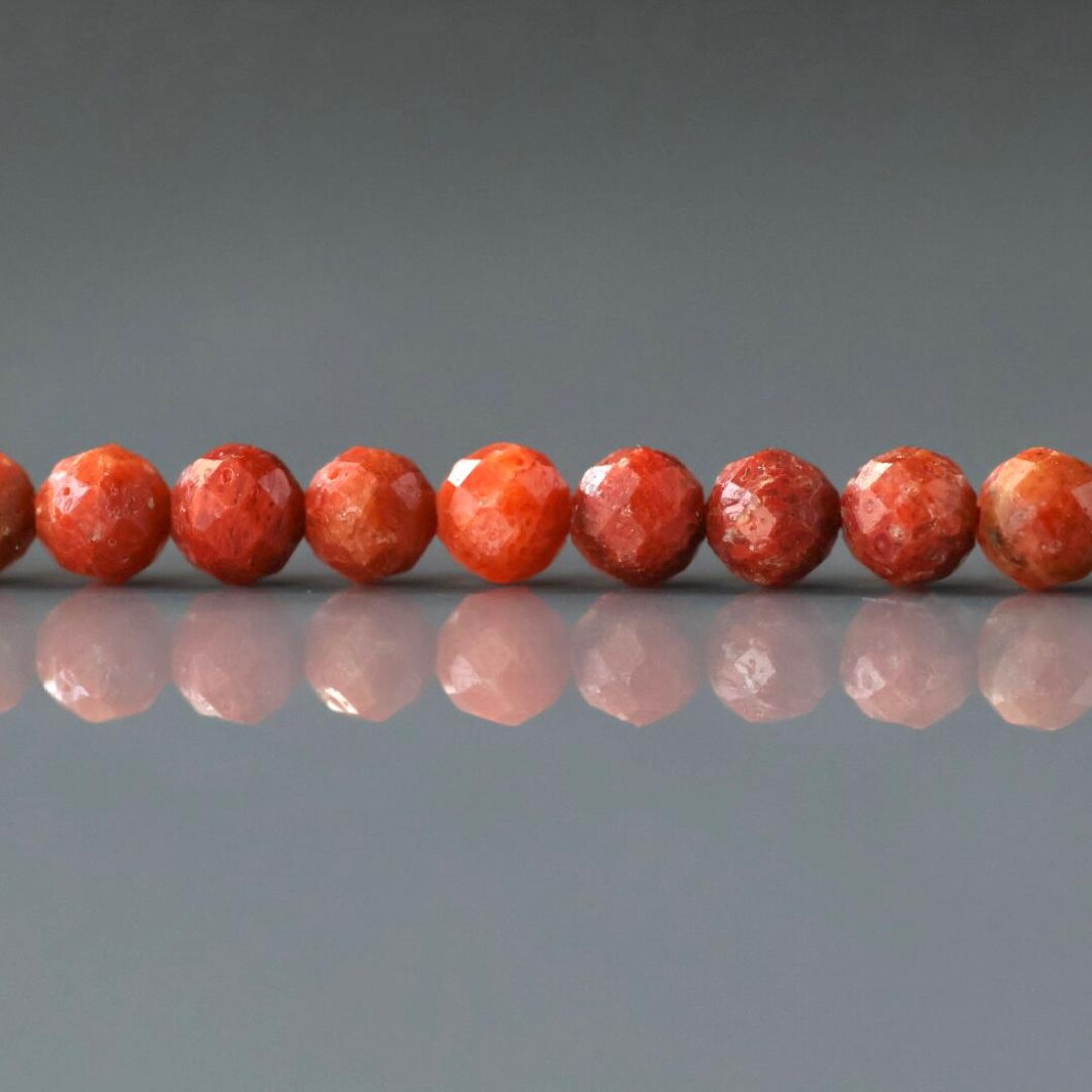 4mm Natural Coral Beads Micro Faceted Beads Genuine Coral Beads 15 ...