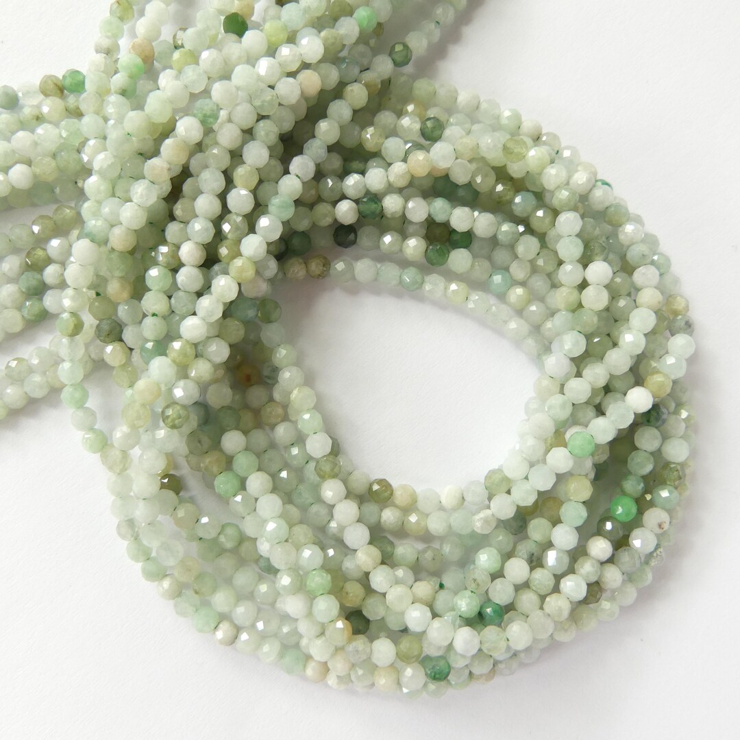 3mm Burma Jade Beads Faceted 15" Burma Jadeite Genuine Gemstone Beads ...