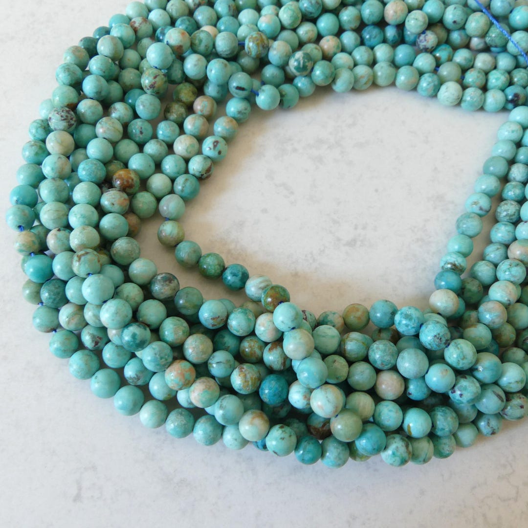 6.5mm Peruvian Turquoise Smooth Beads 15" Genuine Peru Turquoise Beads ...