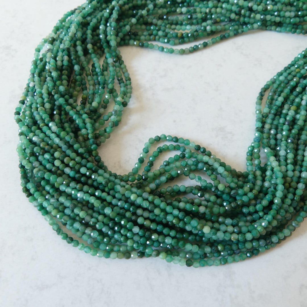 2mm Natural Jade Micro Faceted Beads 15" African Jade Round Genuine ...