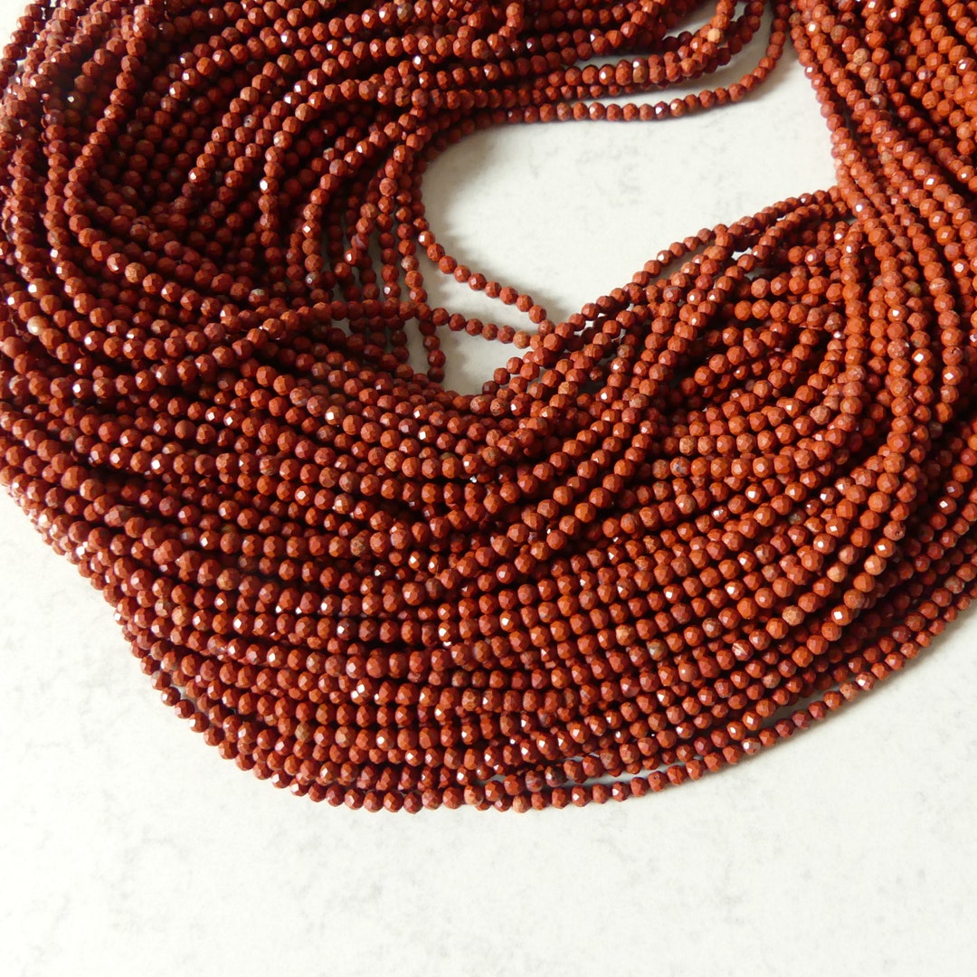 2mm Red Jasper Beads Micro Faceted Genuine Small Red Jasper Beads 15 ...