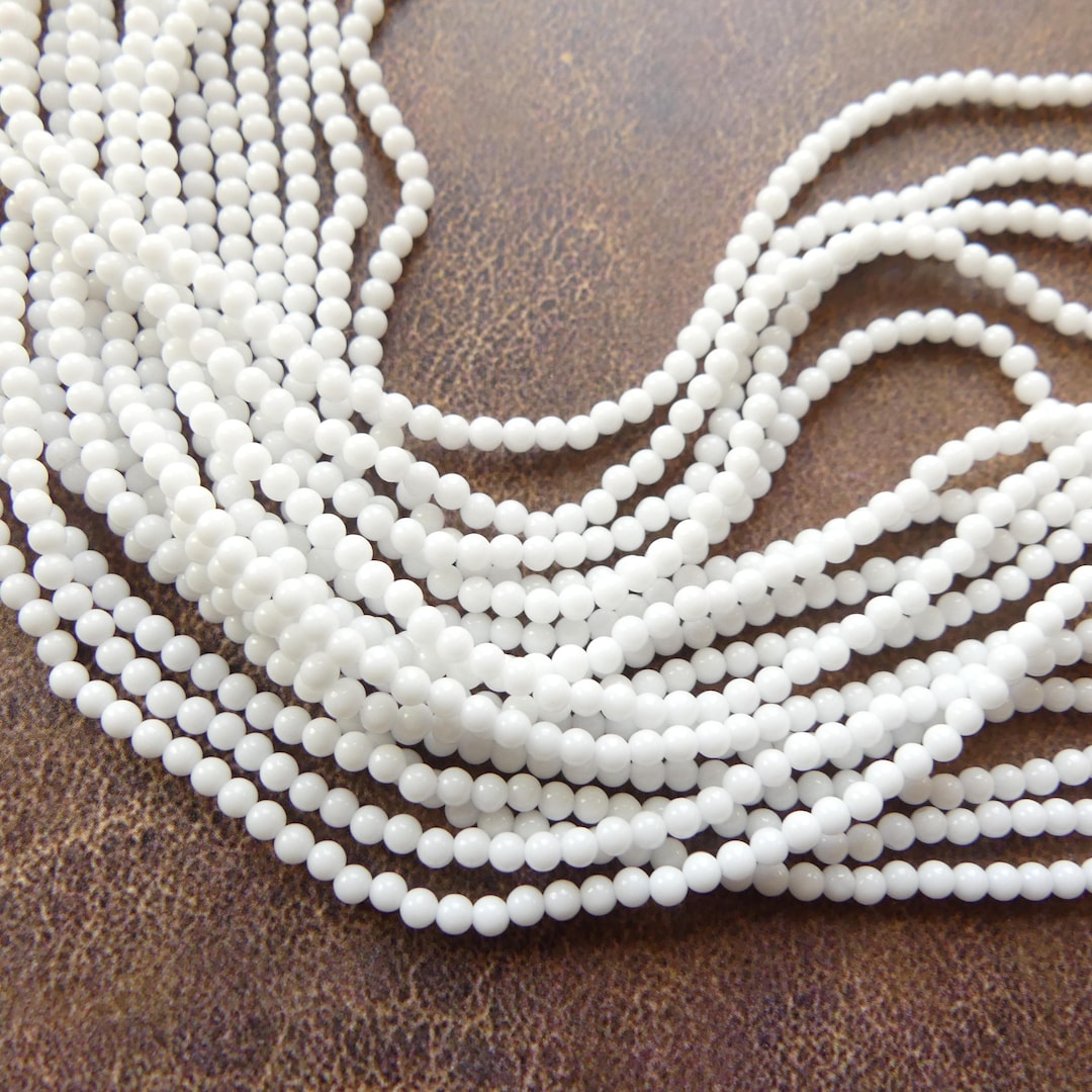 2mm White Feldspar Beads Smooth Genuine Small White Stone Beads 15 ...