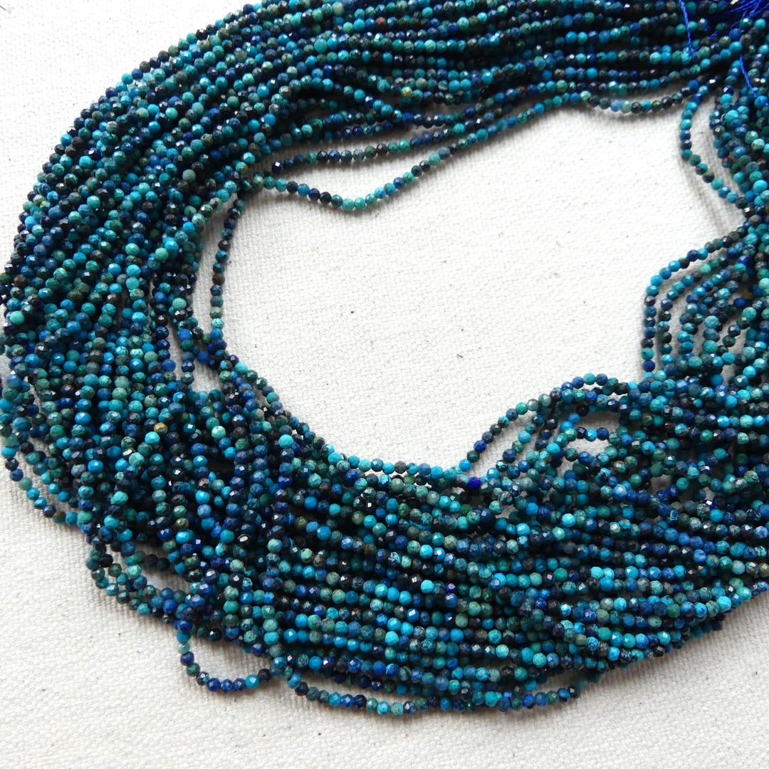 2mm Quantum Quattro Chrysocolla Beads Micro Faceted 15" Chrysocolla ...