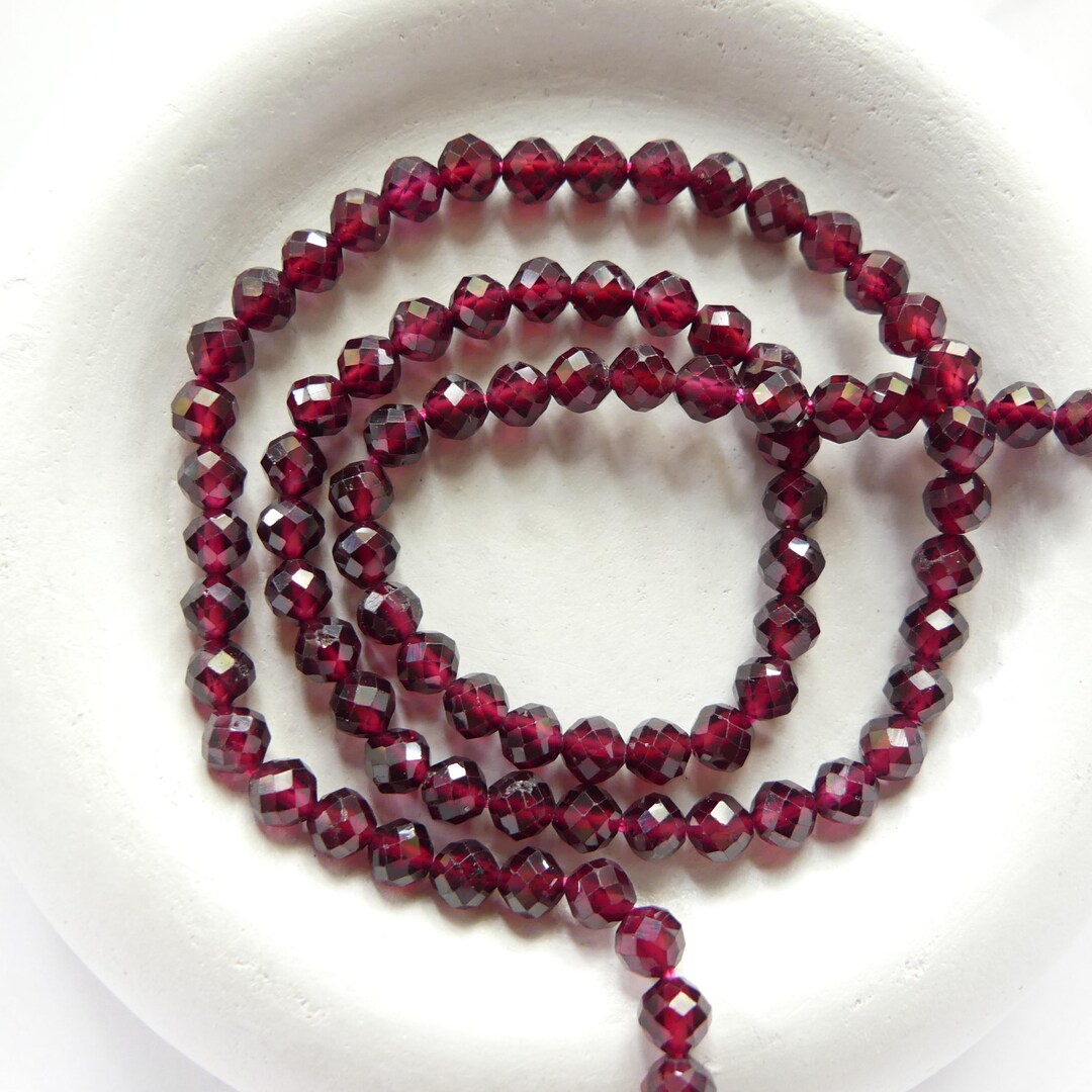 4mm AAA Pyrope Garnet Beads Faceted Beads 15" Natural Red Garnet ...