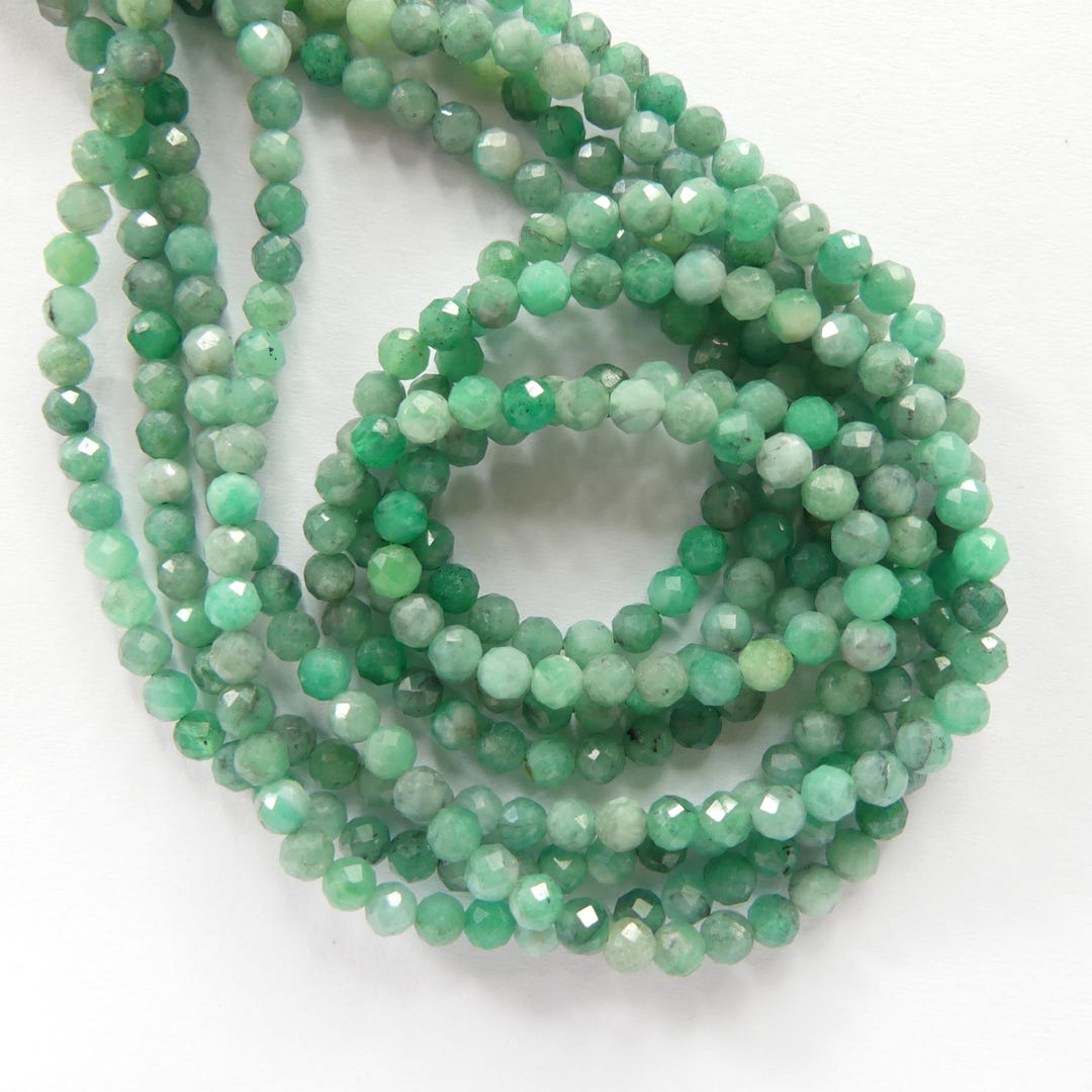 3mm 4mm AAA Natural Emerald Beads Micro Faceted 15