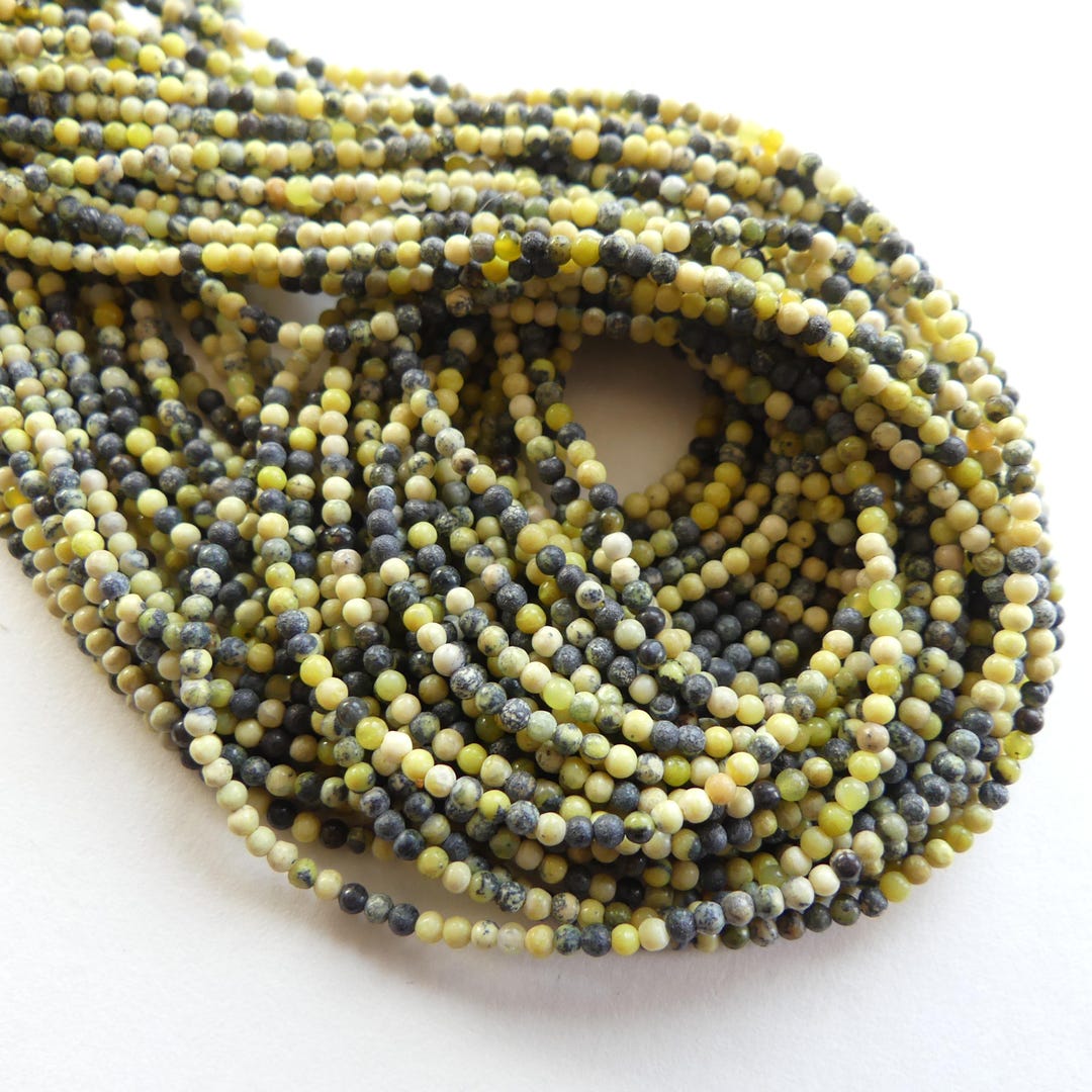 2mm Yellow Serpentine Beads Lizardite Smooth Beads 15" Yellow Genuine ...