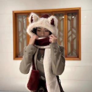 Winter Plush Fox Hood, Fox Hood, Plush Fox Windproof Earmuffs, Women's ...