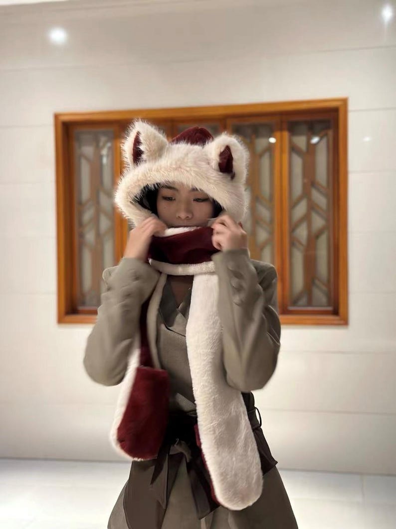 Winter Plush Fox Hood, Fox Hood, Plush Fox Windproof Earmuffs, Women's ...
