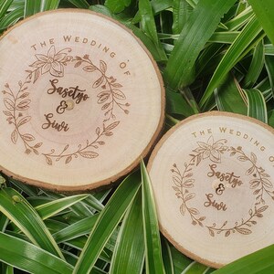 Custom Wood Slice Wedding Favors - Laser Engraved With Couple's Names ...