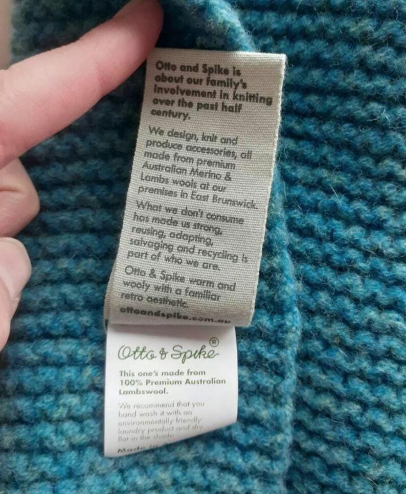 100% Wool Otto and Spike Teal Knitted Scarf Winter Knit Australian ...