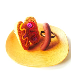 Wedding Bands Wedding Rings Hot Dogs Bun and Sausage Miniature Funny ...