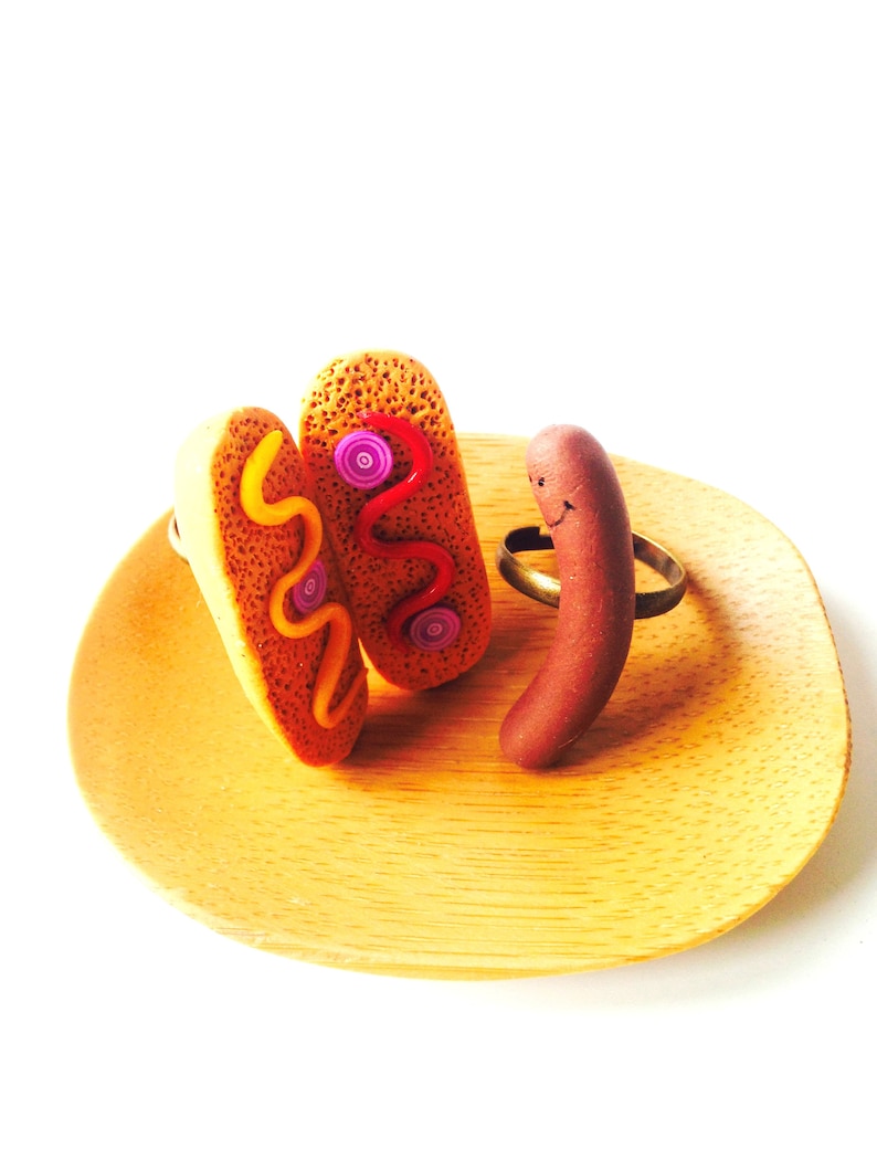 Wedding Bands Wedding Rings : Hot Dogs Bun and Sausage - Etsy