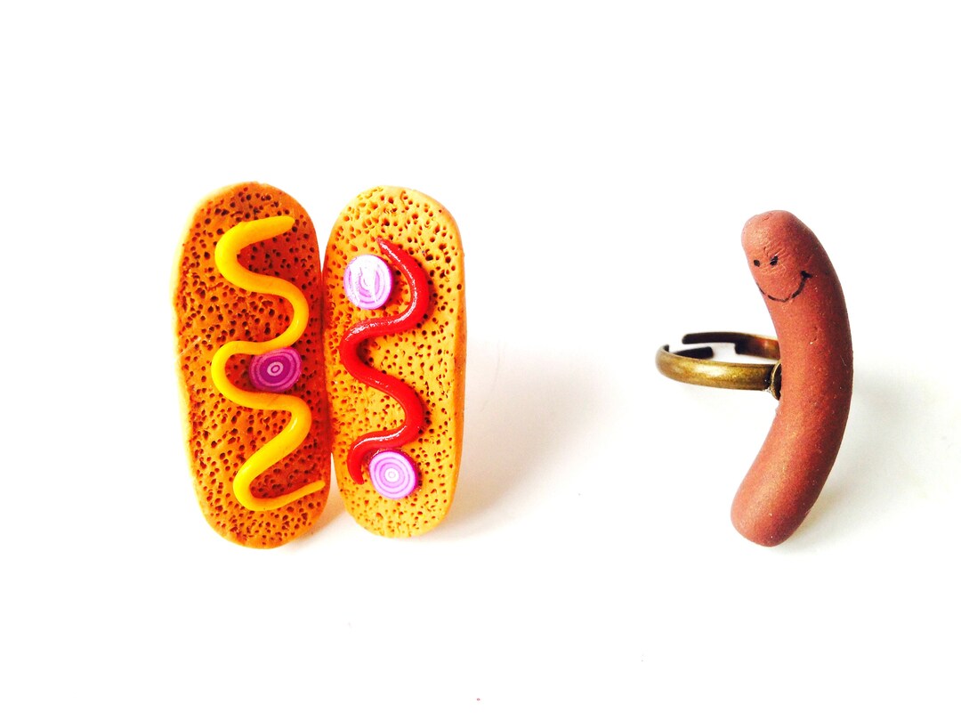 Wedding Bands Wedding Rings Hot Dogs Bun and Sausage Miniature Funny ...