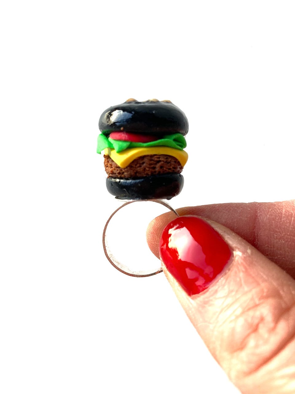 Ring THE BLACKBURGER Miniature Black Hamburger Handmade Foodie Ring by ...