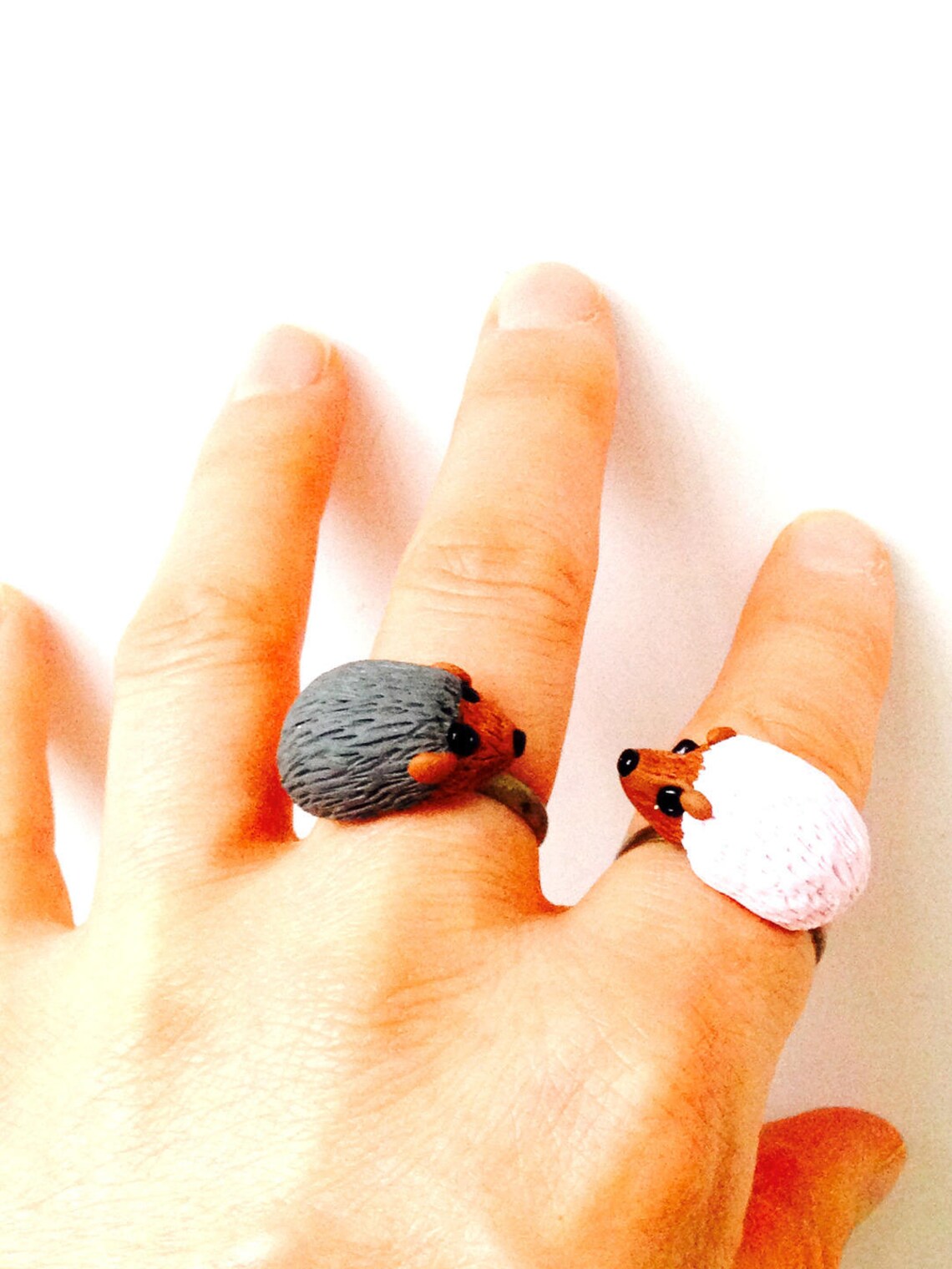 Jewel Triplet Ring HEDGEHOG FAMILY Little Handmade Hedgehogs Bronze ...