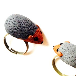 Jewel Triplet Ring HEDGEHOG FAMILY Little Handmade Hedgehogs Bronze ...