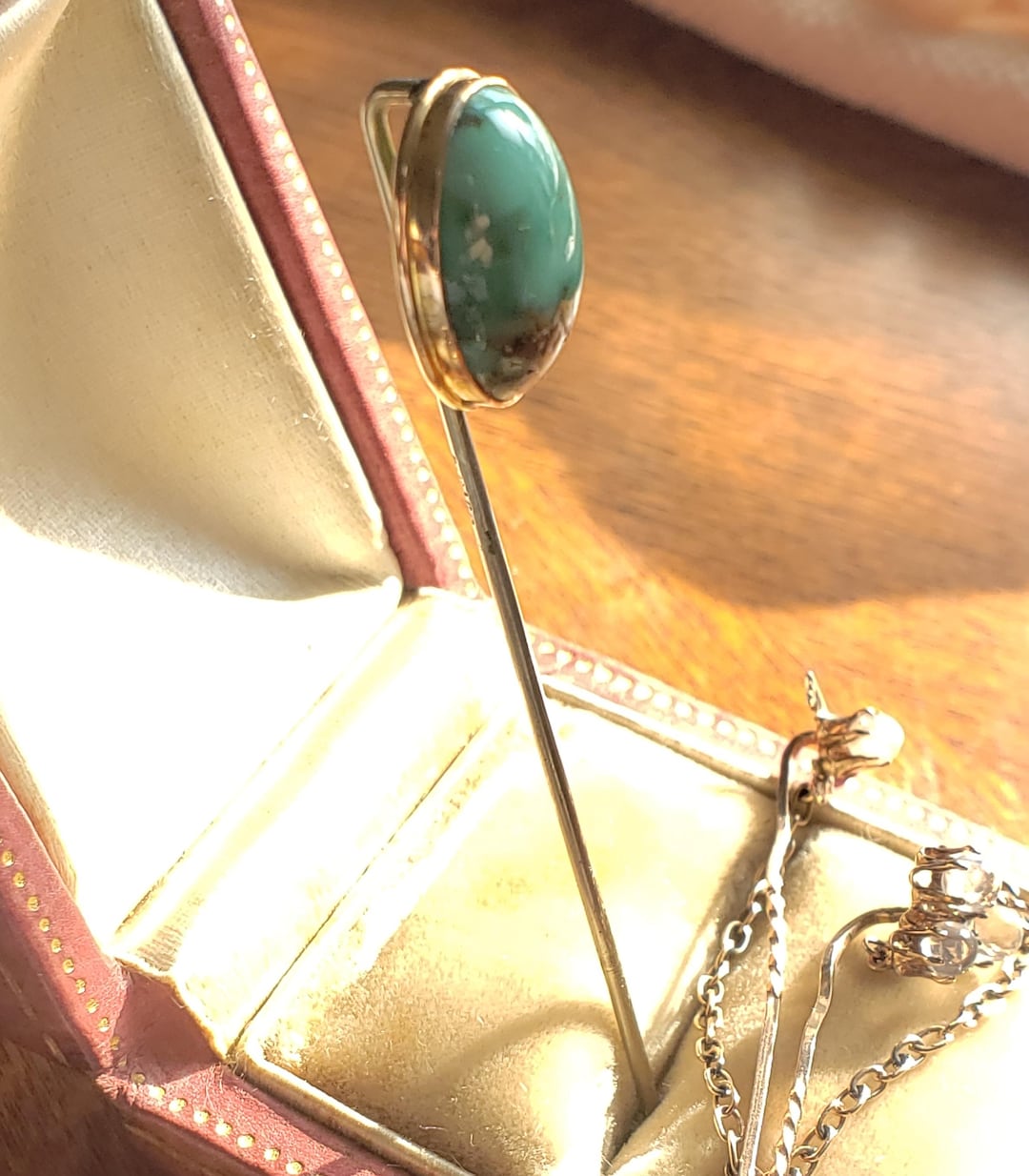 Antique Victorian 10K Goldfilled Natural Turquoise Stick Pin, Genuine ...