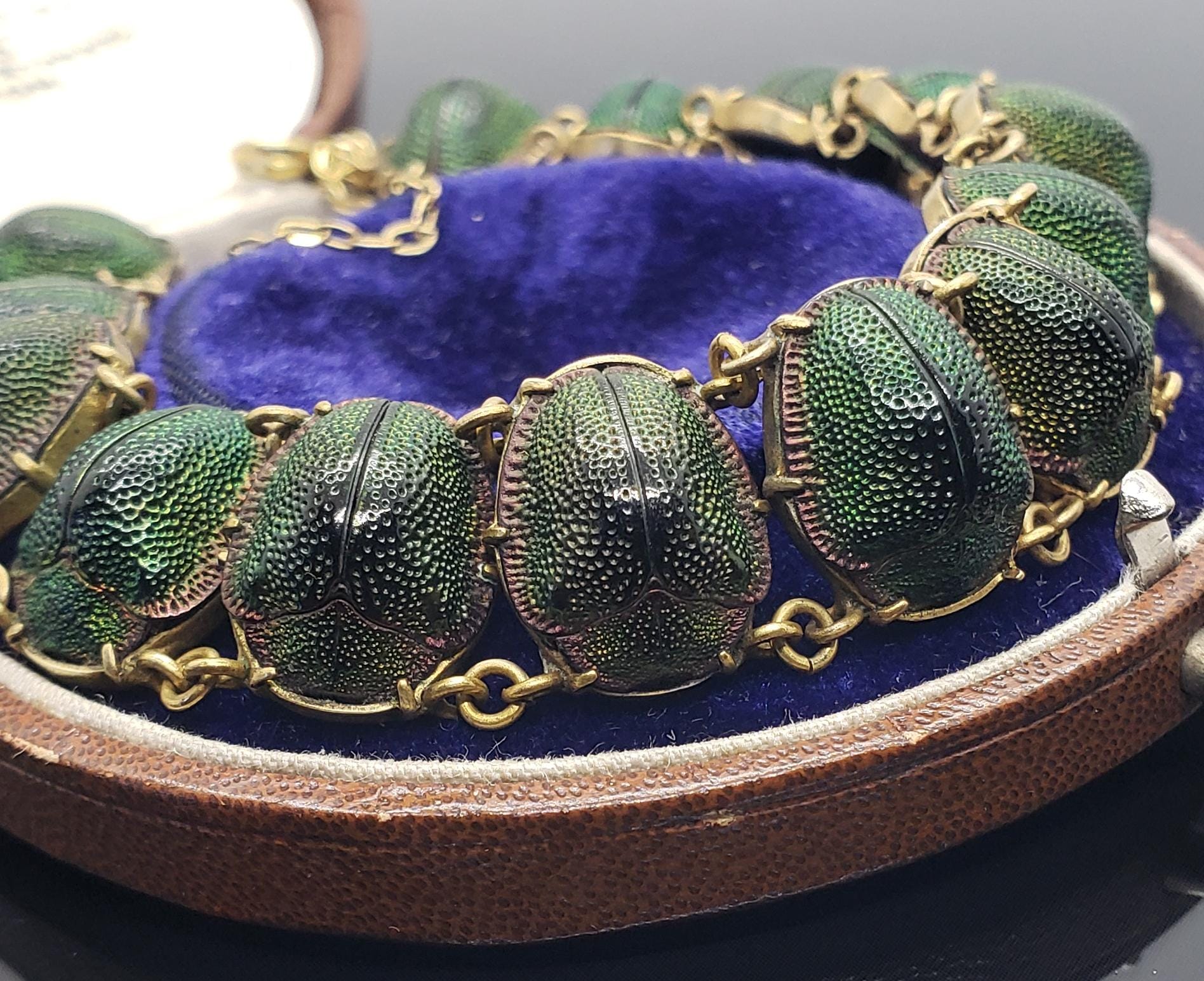 Antique Victorian Real Scarab Beetle Bracelet, Irisident Goldfilled ...