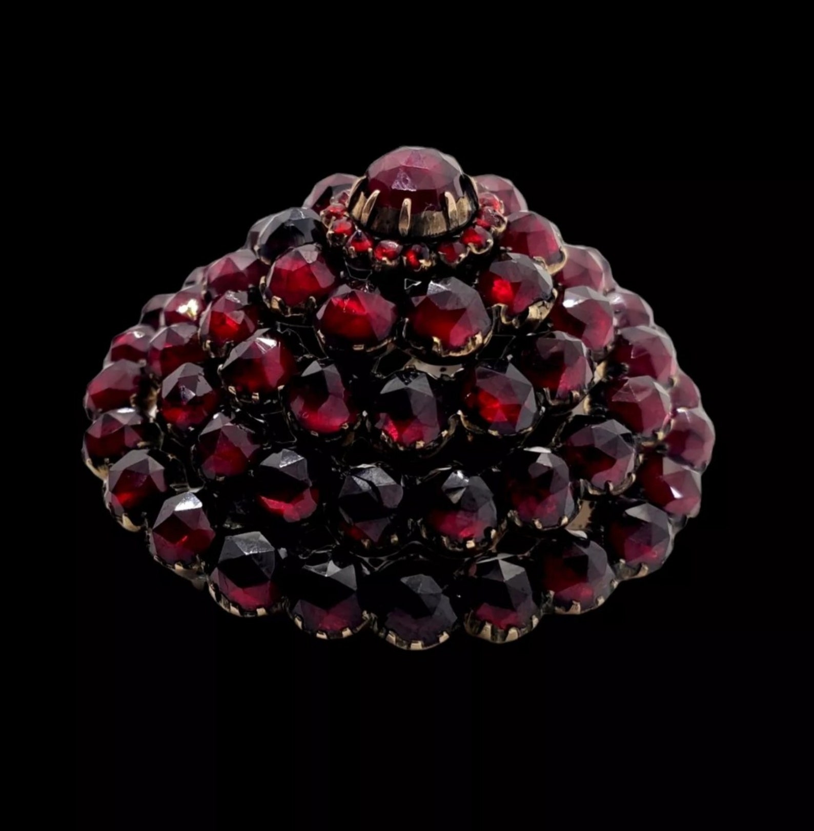 Antique Victorian Bohemian Garnet Tiered Brooch, Deep Red Pyrope Garnet ...