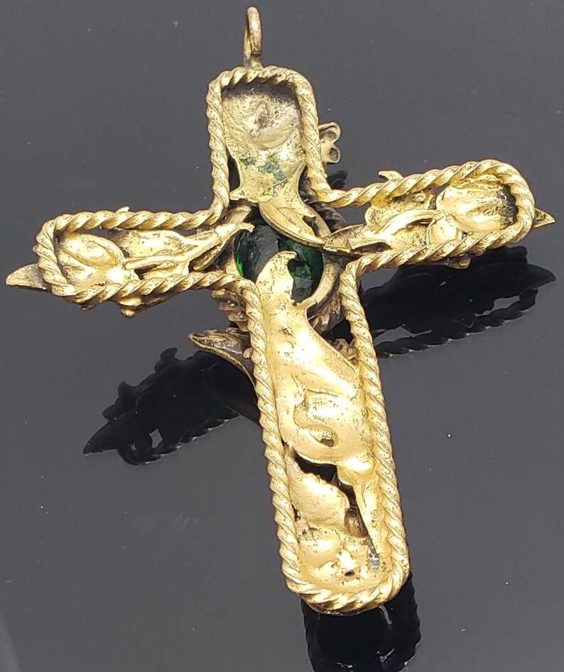 Antique Art Nouveau Czechoslovakia Green Stone Cross Pendant - Etsy