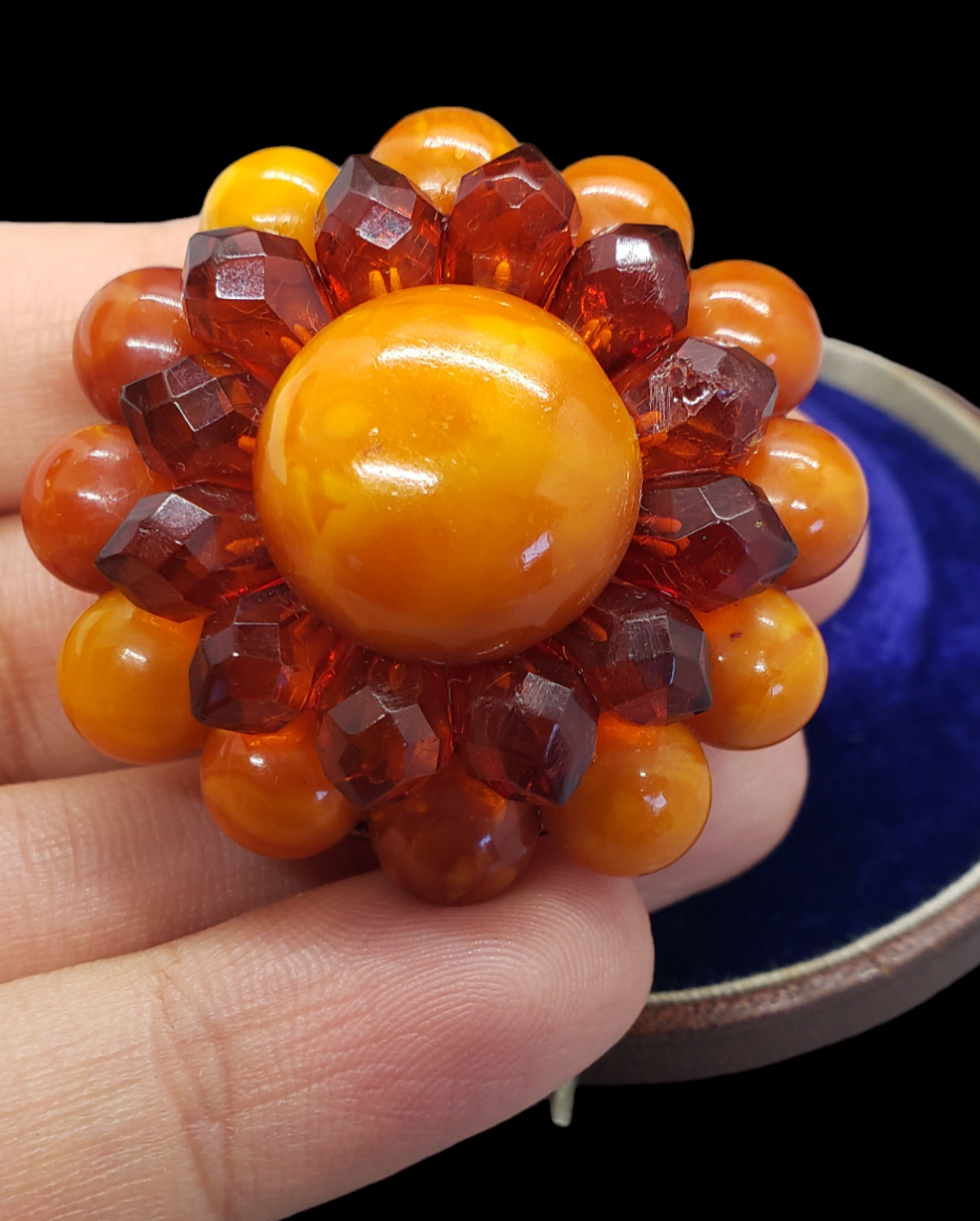 Antique Natural Butterscotch Amber Brooch, Tiered Eggyolk Cognac Amber ...