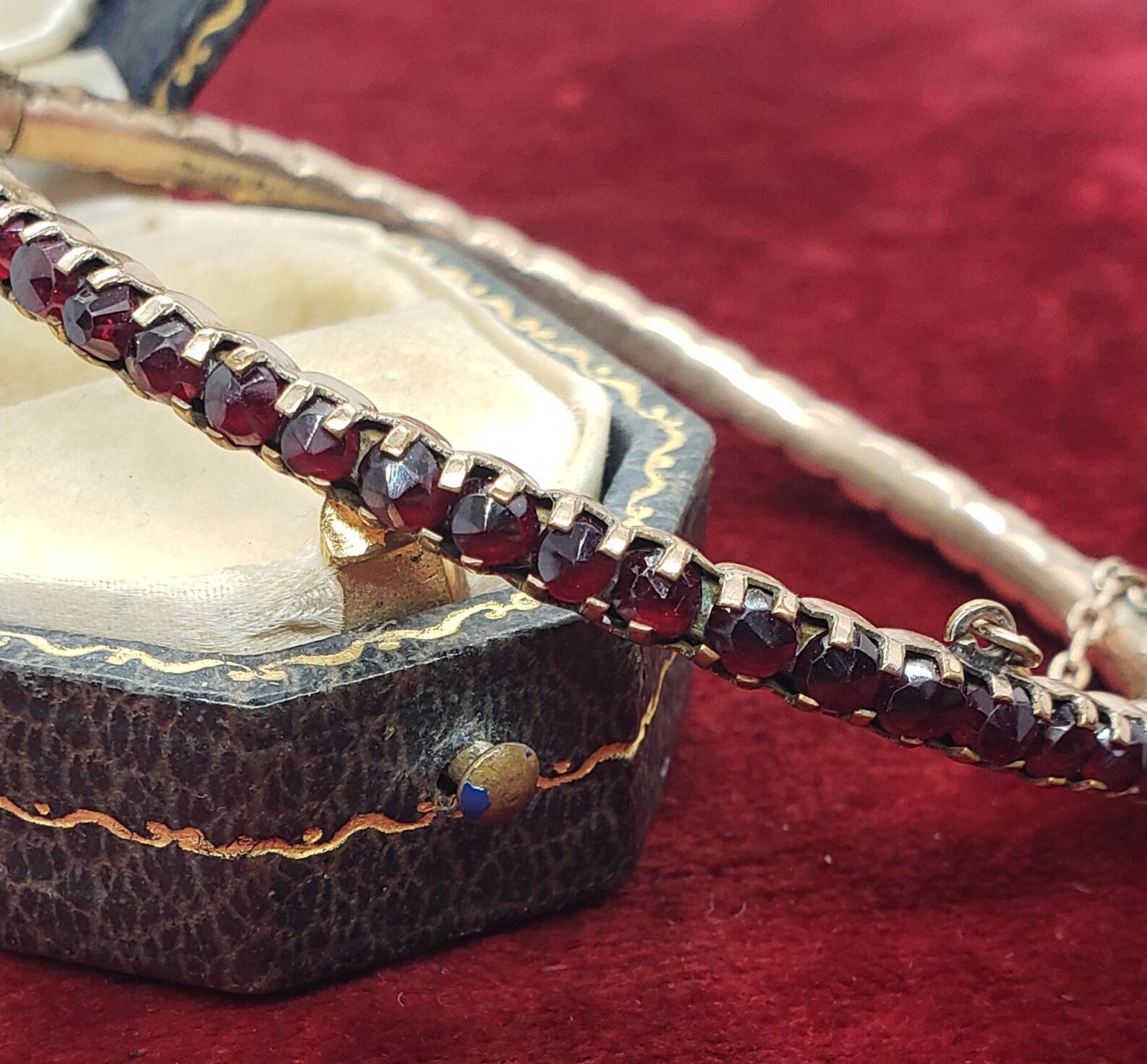 Beautiful Antique Bohemian Rose Cut Garnet Bangle Bracelet,red Natural ...