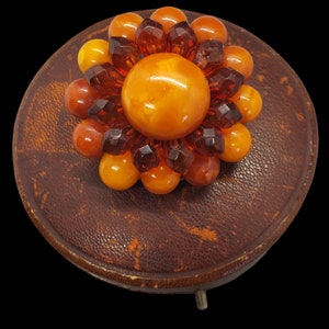 Antique Natural Butterscotch Amber Brooch, Tiered Eggyolk Cognac Amber ...