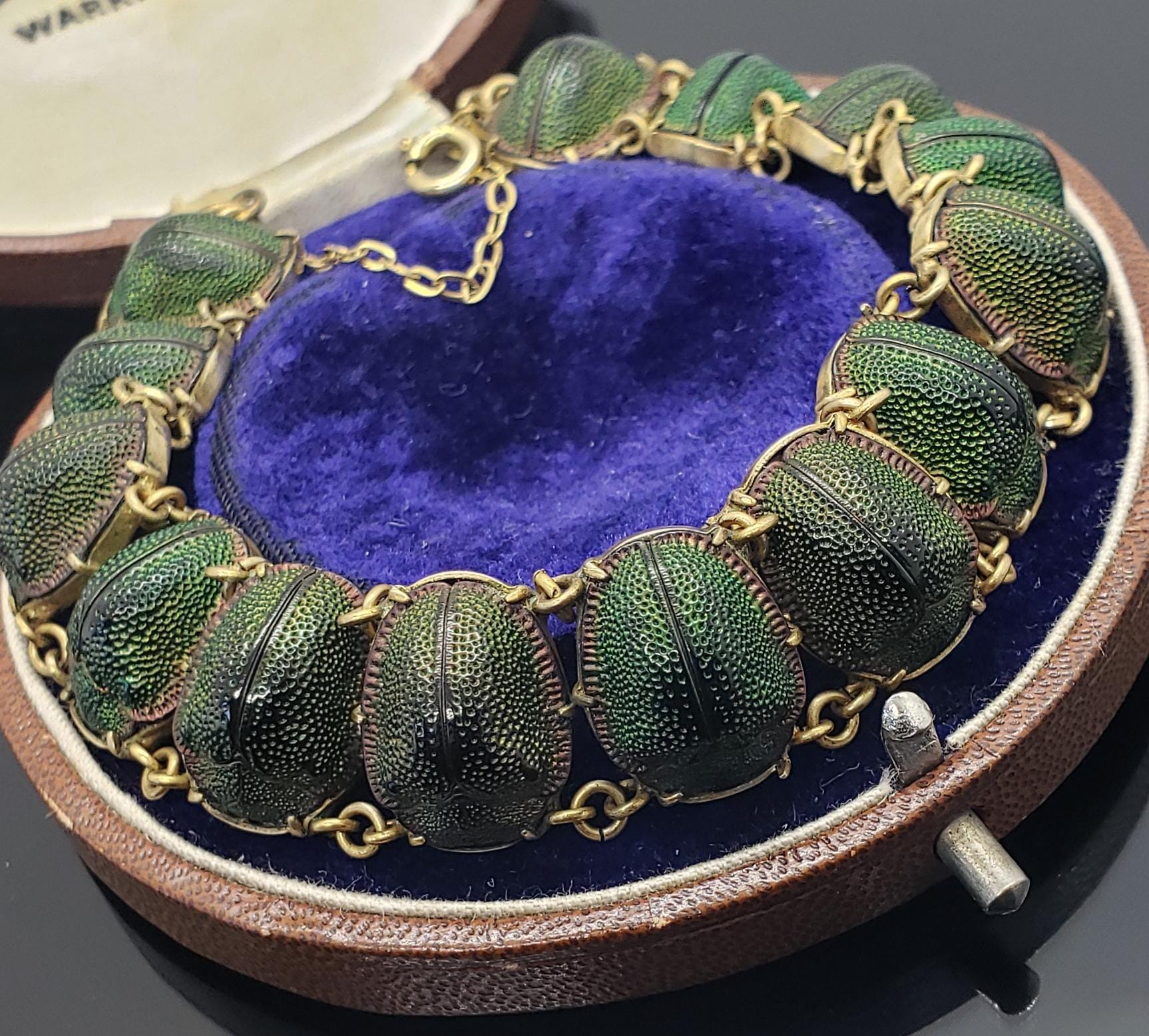 Antique Victorian Real Scarab Beetle Bracelet, Irisident Goldfilled ...