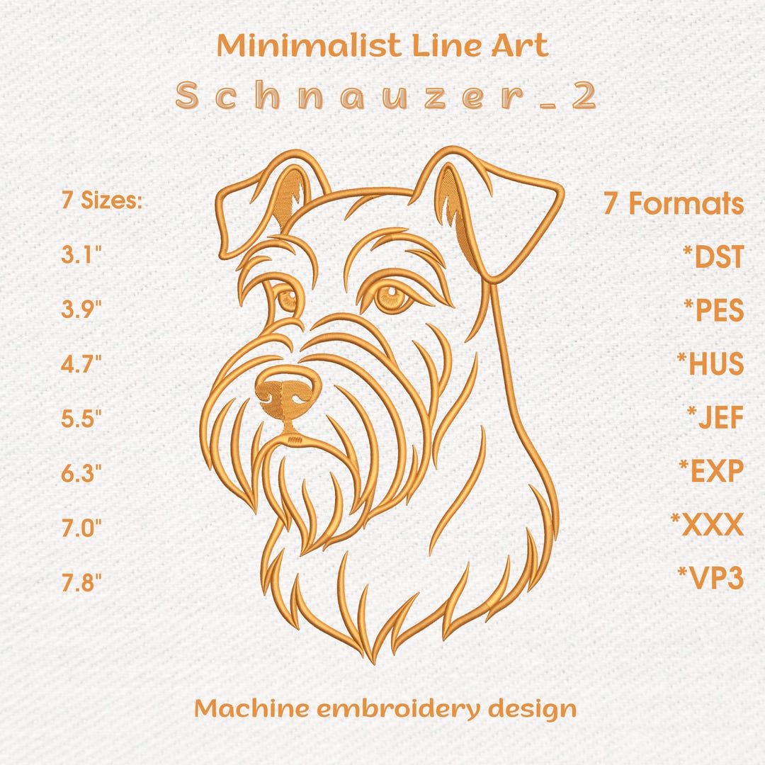 Schnauzer Line Art Embroidery Design – Minimalist Dog Outline Pattern ...
