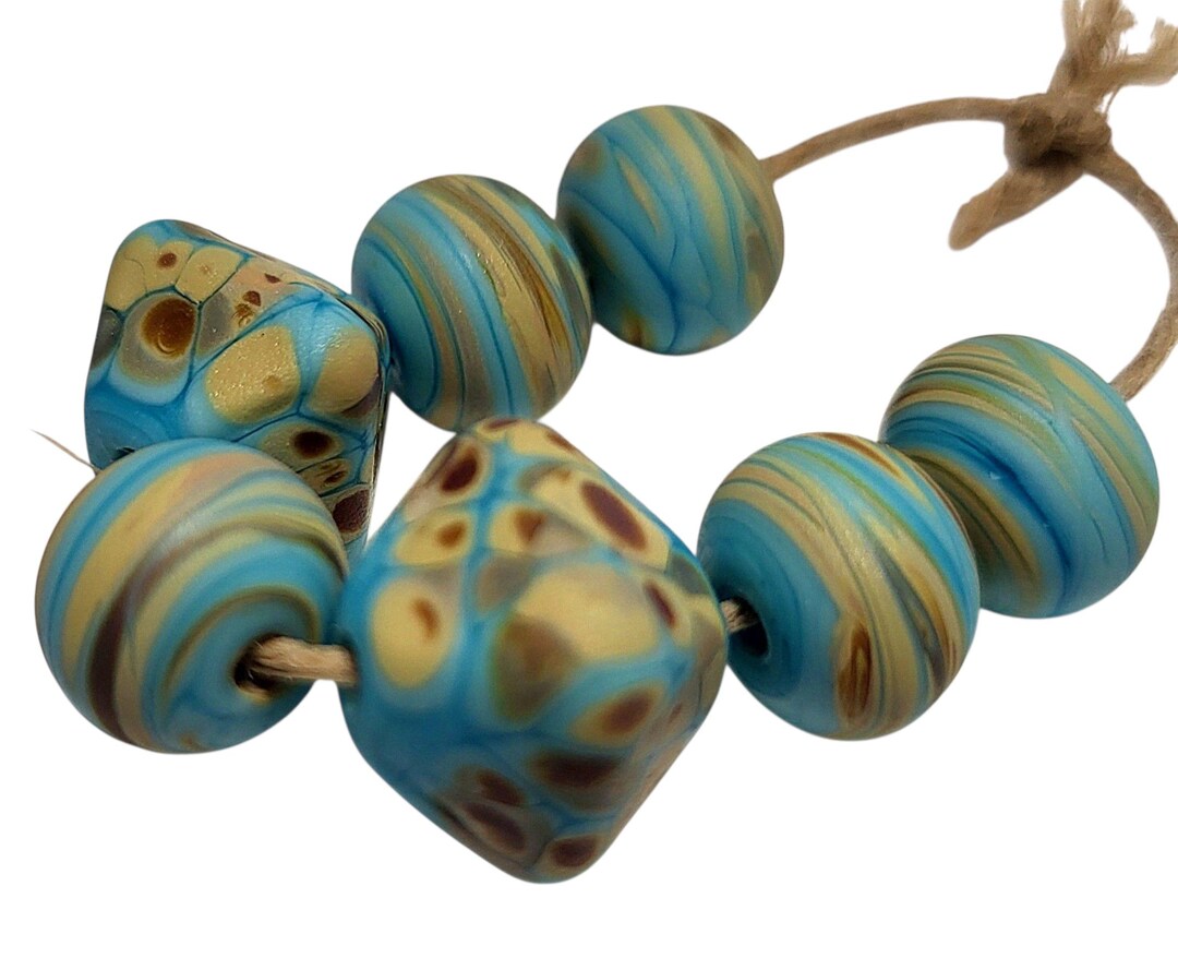 Turquoise Sand Diamond Focal Set Handmade Lampwork Beads - Etsy