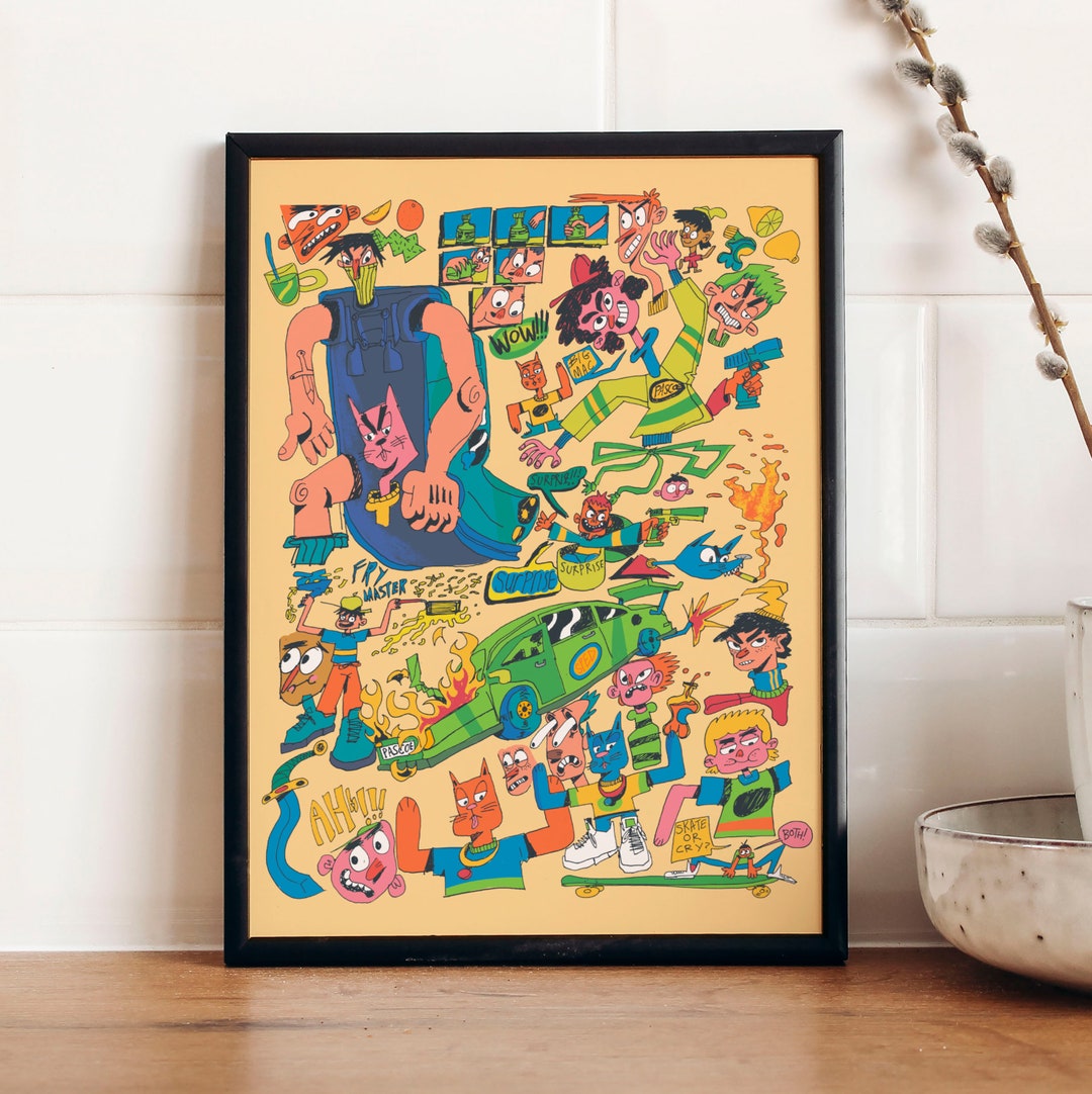 Illustrated Collage A4 Art Print, Hand Drawn Illustration, Portrait ...