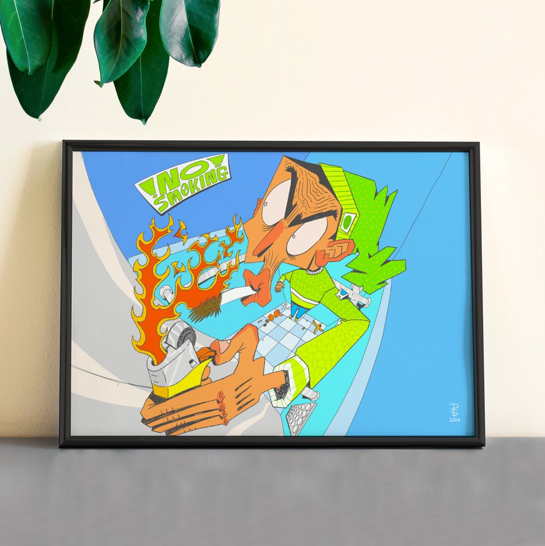 No Smoking A4 Art Print, Hand Drawn Illustration, Portrait, Pen and ...