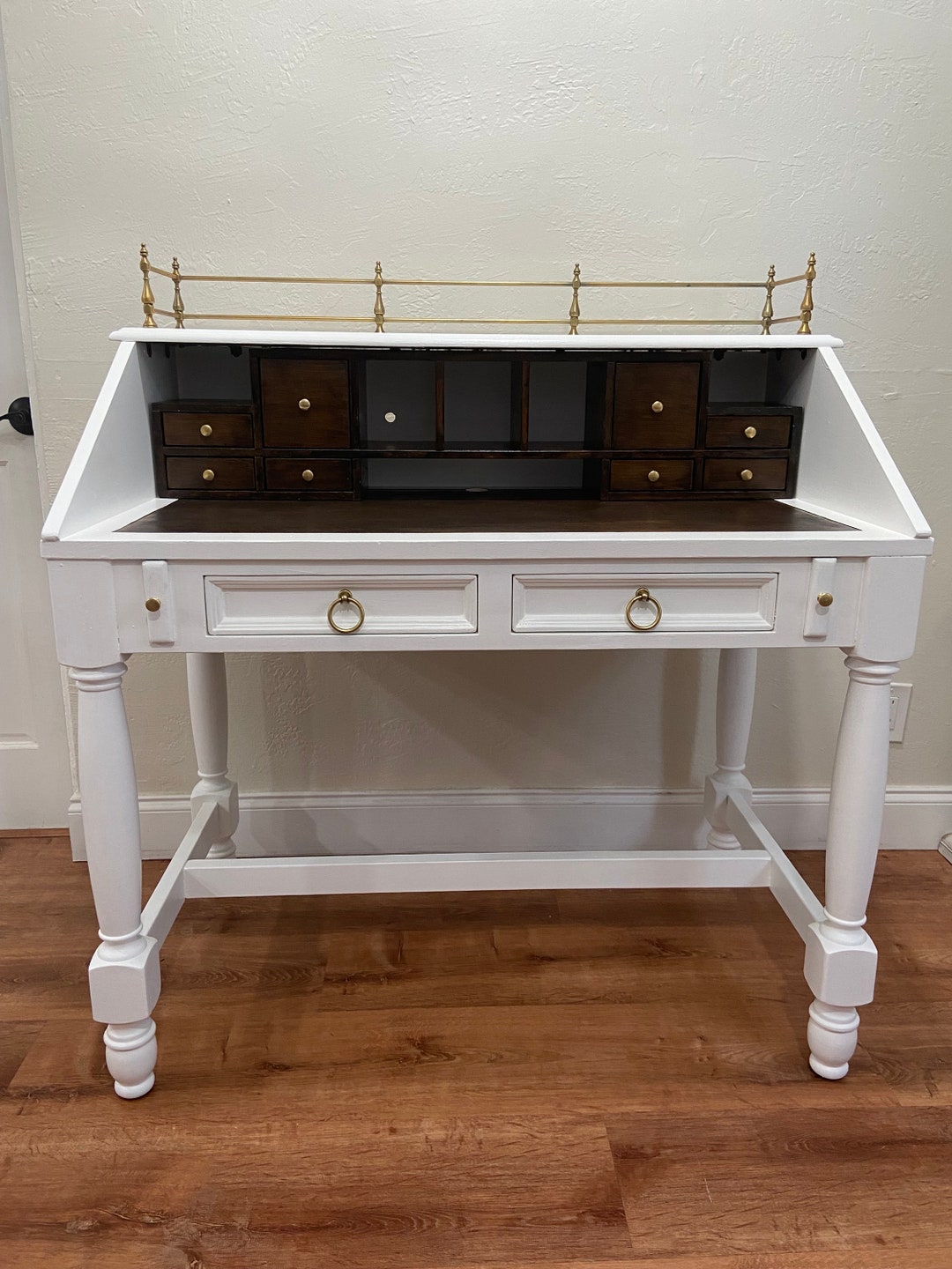 Vintage Office Desk, Large Office Desk, Desk With Drawers, Restored ...