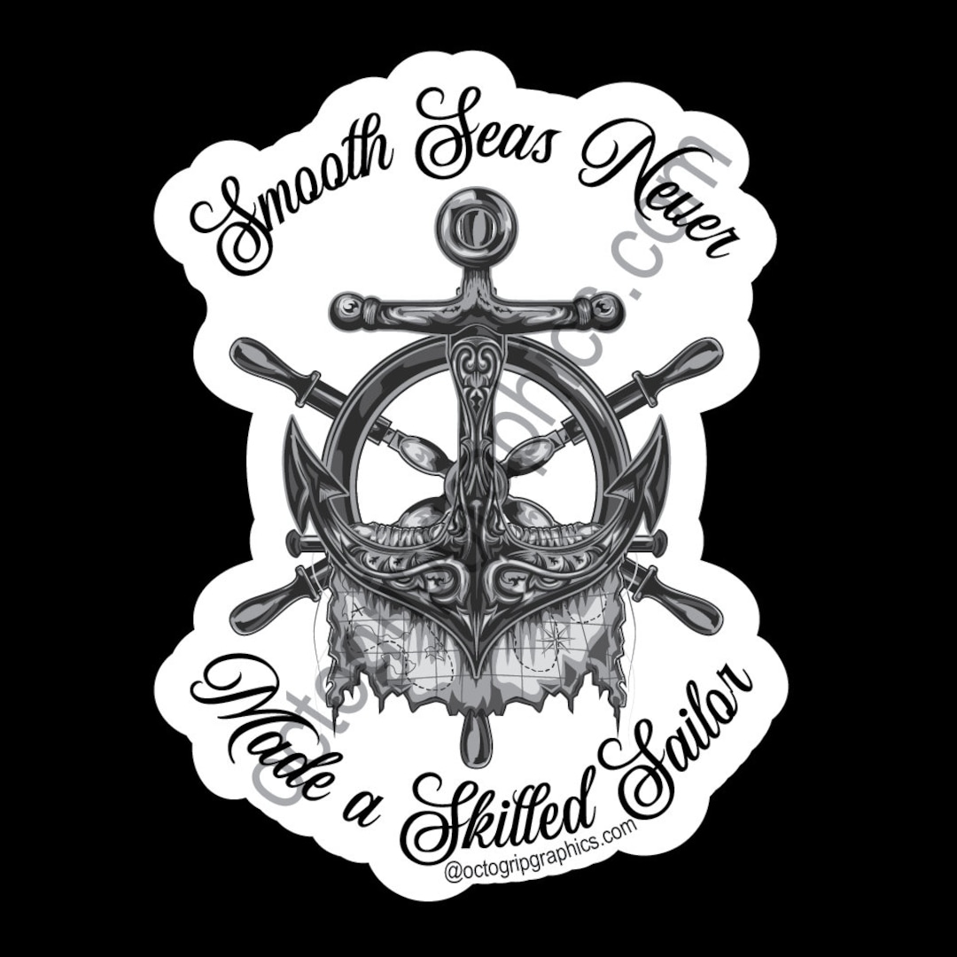 Sailor, Anchor, Ships Wheel, Map, Vibrant Sticker, Vintage, Vinyl ...