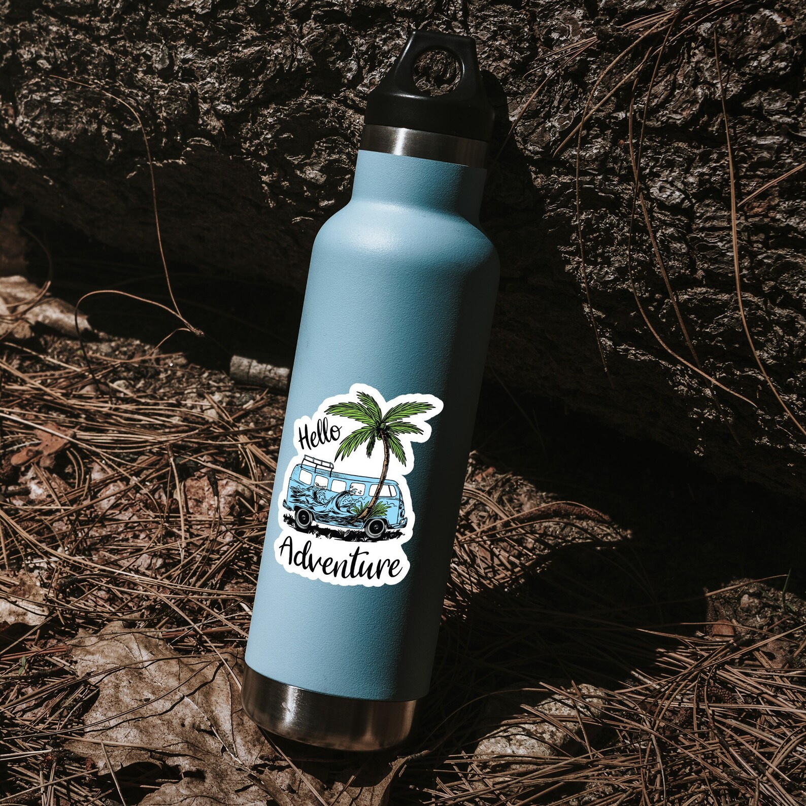 Tropical Wave Paradise - Vibrant Sticker - Palm Trees - Ocean Wave ...