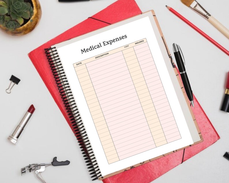 Medical Expense Tracker, Expense Log, Medical Expenses, Medical Inserts ...